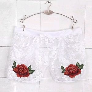 Shorts | Sexy Sheer Lace Embroidered Rose Boy Shorts | Poshmark